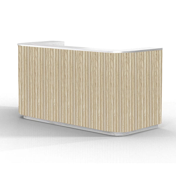 HALO Reception Desk 180cm - Oak & White – innovatec.com.au