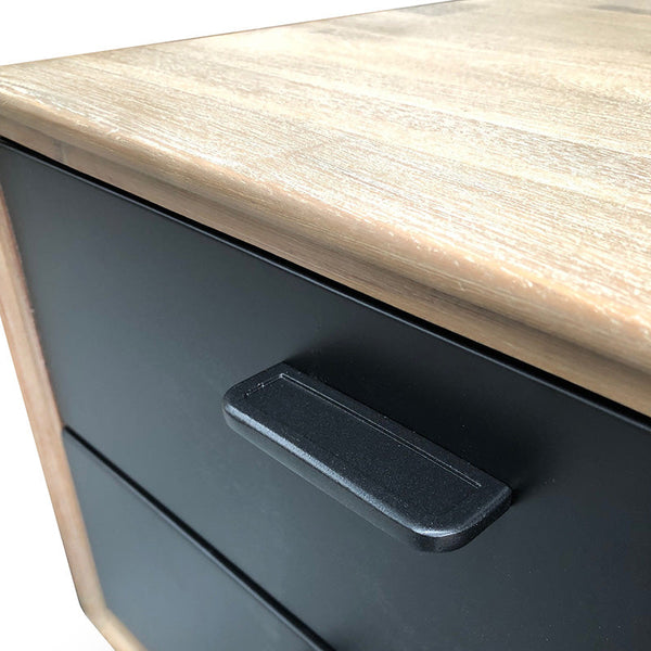 Binder Tall Sideboard 140cm Acacia Solid Wood - Sandblast & Black ...