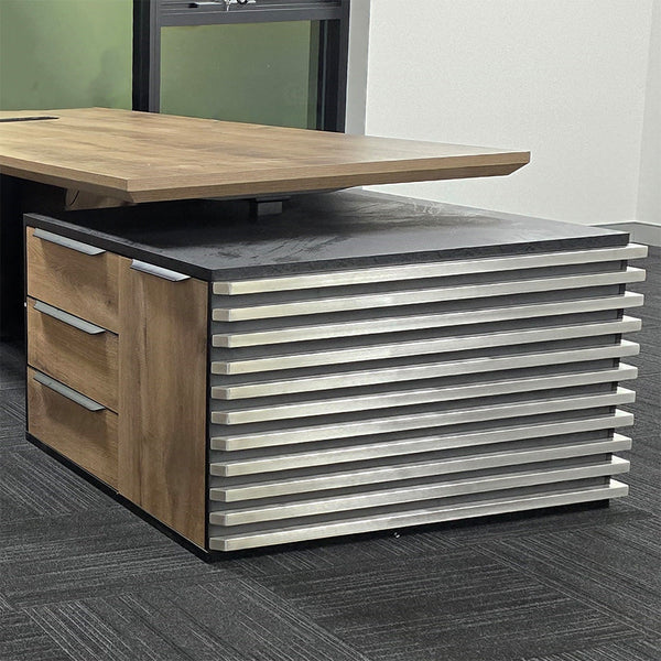 PHOENIX Executive Desk with Left Return 2.8M - Warm Oak & Black ...