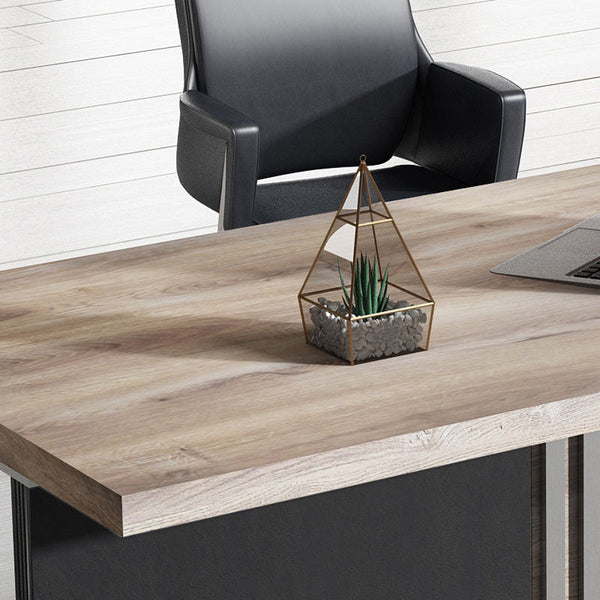 AFTAN Executive Desk Left Panel 180cm - Warm Oak & Black – innovatec.com.au