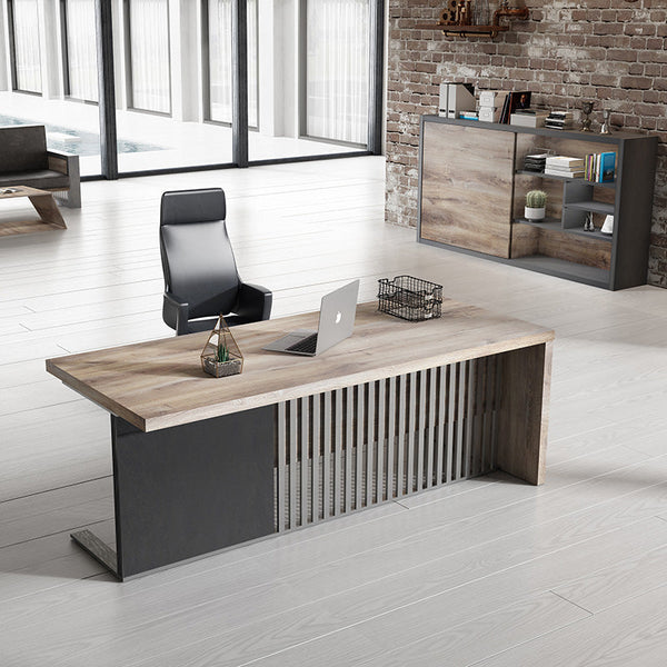 AFTAN Executive Desk Left Panel 180cm - Warm Oak & Black – innovatec.com.au