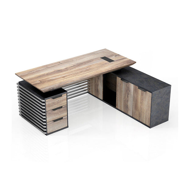 PHOENIX Executive Desk with Right Return 1.8M - Warm Oak & Black ...